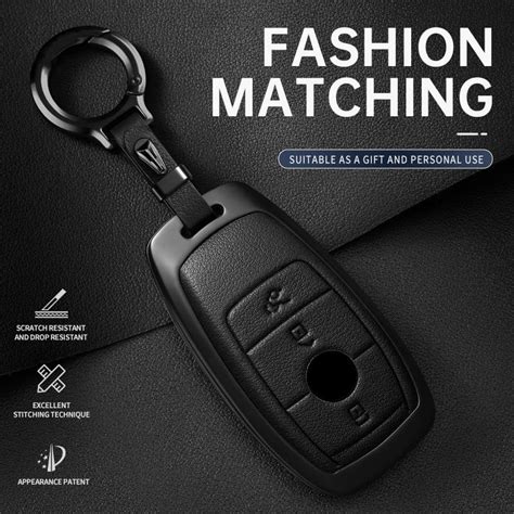 For Mercedes Benz Key Fob Cover Leather Car 2017 2021 E Class 2018 2021