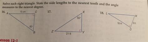 solved solve each right triangle state the side lengths to