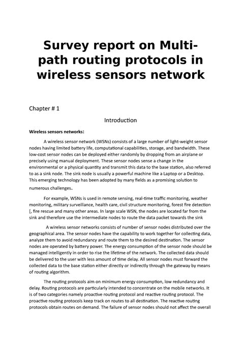 survey report on multi path routing protocols in wireless sensors