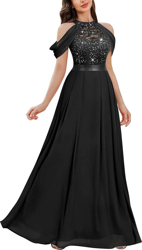 Miusol Womens Classic Lace Sequin Contrast Chiffon