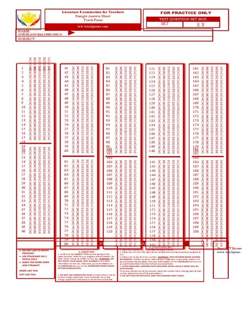 Answersheet Pdf Test Assessment