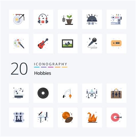 Paquete De Iconos De Color Plano De 20 Pasatiempos Como Bolsa De