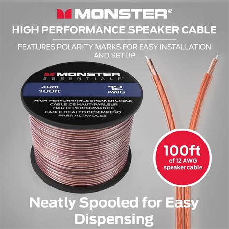 Monster 12 Awg Speaker Wire Copper Cable Spool 30meter 100ft