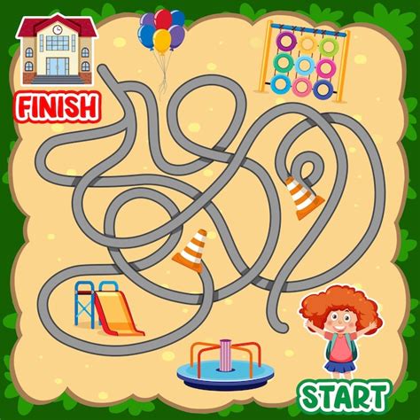 Modèle De Jeu De Labyrinthe Pour Les Enfants Vecteur Premium