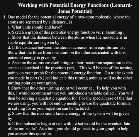 Solved Working With Potential Energy Functions Lennard