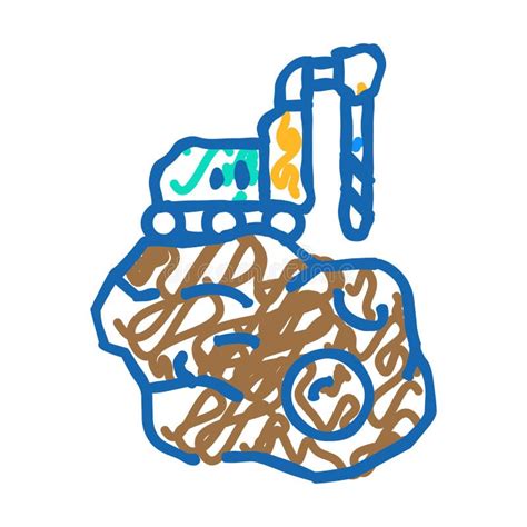 Asteroid Mining Space Exploration Icon Doodle Illustration Stock Vector