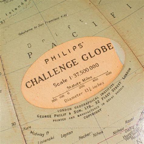 1960s Mid Century Vintage Table Globe English World Map 135 Inch