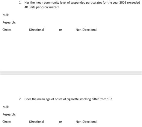 Solved For Each Research Question State The Null And
