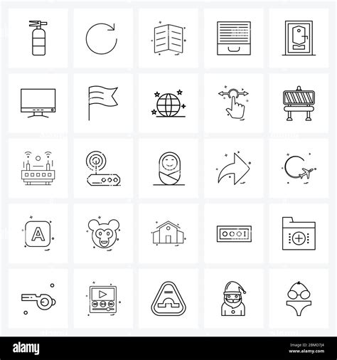 Stock Vector Icon Set Of 25 Line Symbols For Room Door Book Open