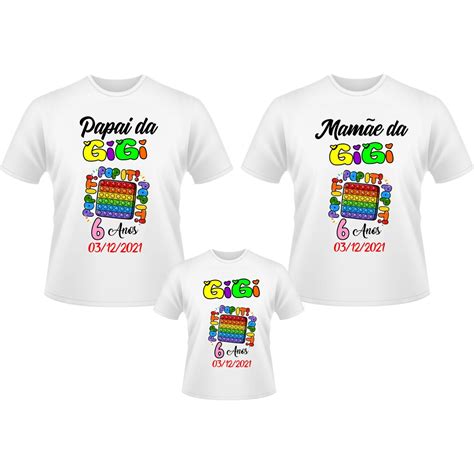 Kit camisetas personalizadas Aniversario Papai Mamãe e aniversariante