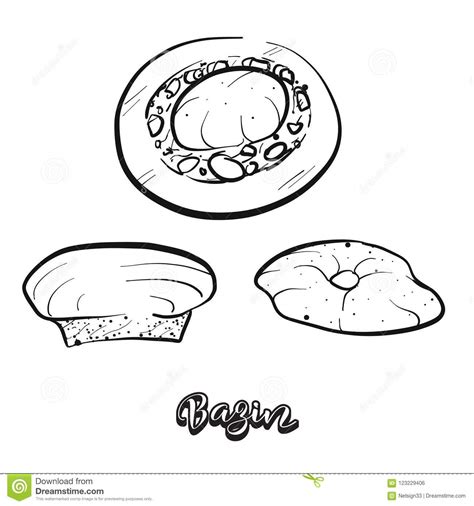 Bosquejo Dibujado Mano Del Pan De Bazin Ilustración Del Vector