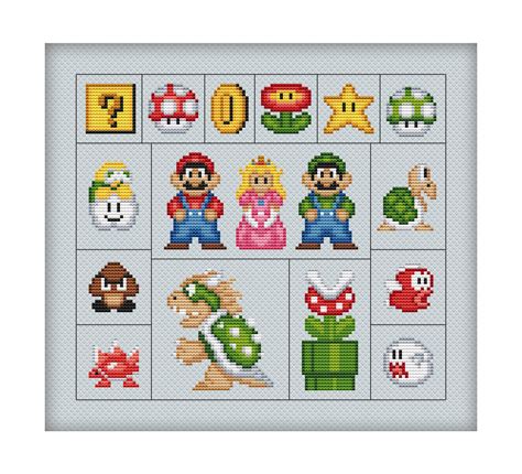 Mario Cross Stitch Pattern Pdf Super Mario Cross Stitch Retro Etsy