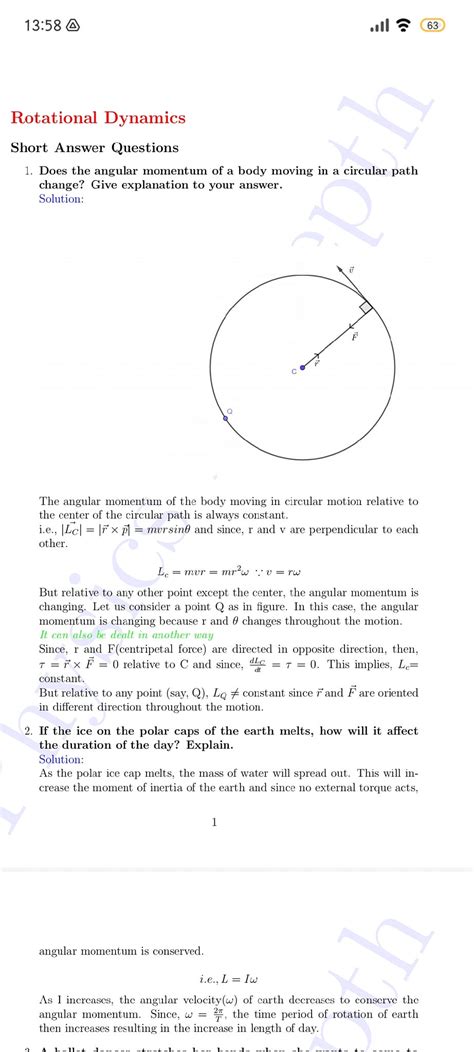 edupedia grade xii physics rotational dynamics qna
