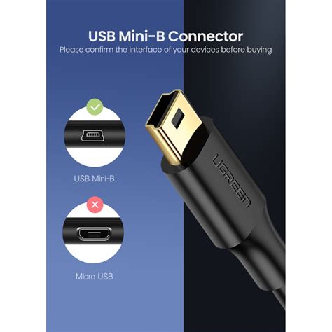 UGREEN 10355 USB 2 0 A Male To Mini 5 Pin Male Cable 1m Black M L