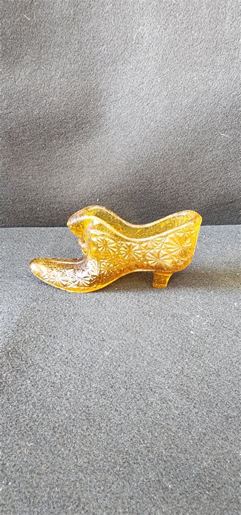 Vintage Amber Fenton Glass Shoe Etsy