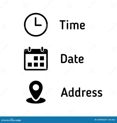 Time Date And Address Icon Vector Event Elements Sign Symbol Stock Vector Illustration Of