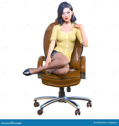Japanese Secretary In Mini Skirt And Stocking In Chair Stock Illustration Illustration Of
