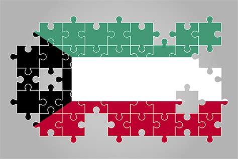 Forma Da Bandeira Do Kuwait De Quebra Cabeça Vector Mapa De Quebra