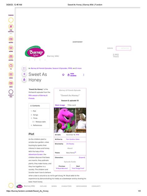 Sweet As Honey Barney Wiki Fandom Pdf Bees Beekeeper