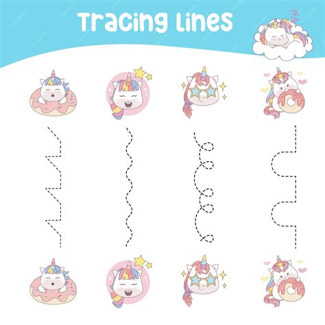 어린이를 위한 수직선 추적 활동 어린이를 위한 추적 워크 프리미엄 벡터