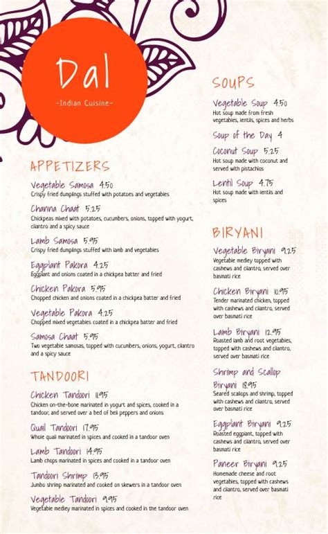 Purple Foliage Indian Menu Design Template By Musthavemenus Menu