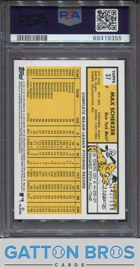 2022 Topps Archives Max Scherzer Rainbow Foil 37 Psa 10 Gem Mint Ebay