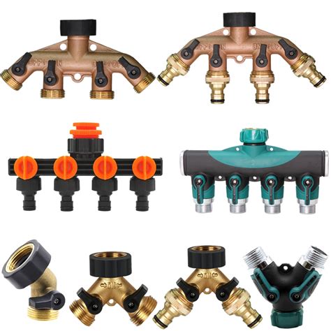 야외용 수도꼭지 어댑터용 Y형 급수 커넥터 분배기 Bsp Npt 4 방향 황동 플라스틱 정원 호스 분배기 34 인치 1 개