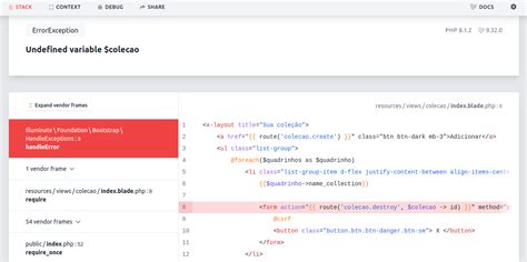 problemas com a rota na view laravel validando formulários usando