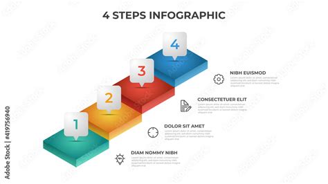Vektorová grafika 4 steps infographic template with stairs layout