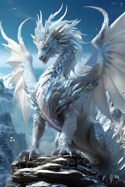 White Heaven Elder Dragon Poster Picture Metal Print Paint By