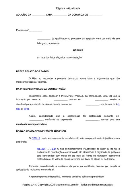 Réplica à Contestação Novo Cpc RETOEDU