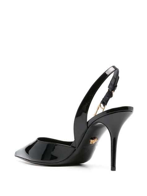 Versace Safety Pin 85mm Slingback Pumps Black Farfetch
