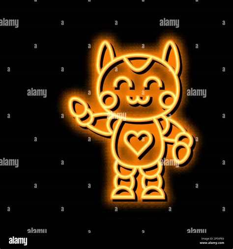 Cute Robot Neon Glow Icon Illustration Stock Vector Image Art Alamy