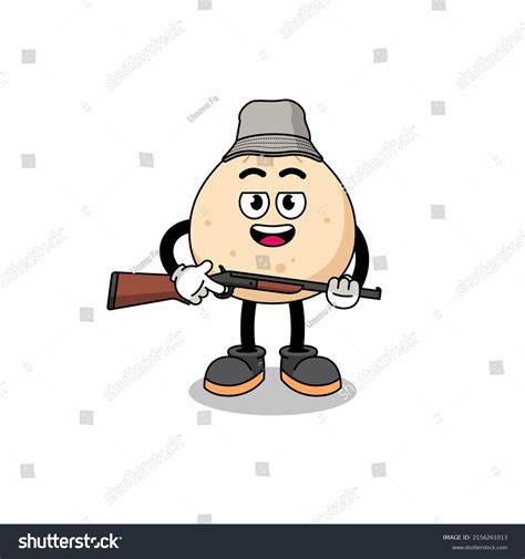 Cartoon Illustration Meat Bun Hunter Character Stock Vector Royalty