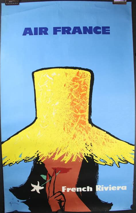 AIR FRANCE FRENCH RIVIERA Original Rene Gruau Vintage Travel Poster