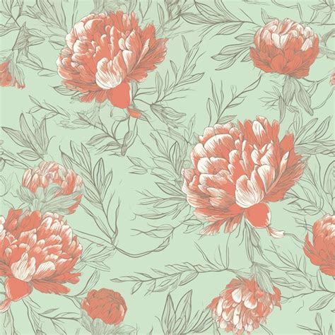 Premium Vector Seamless Colorful Peony Pattern