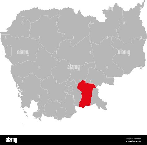 Prey Veng Province Isolated Cambodia Map Gray Background Business