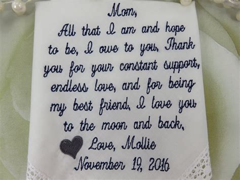 Mother Of Bride Gift EMBROIDERED Wedding Handkerchief To Dry Your Tears Wedding Gift For