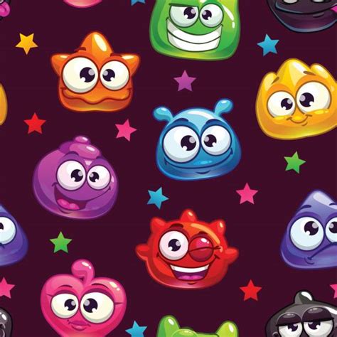 300 Cute Cartoon Jelly Monsters Vector Stock Illustrations Royalty