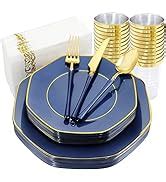 Amazon KIRE 30 Guest Clear Pink Plastic Plates With Gold Rim