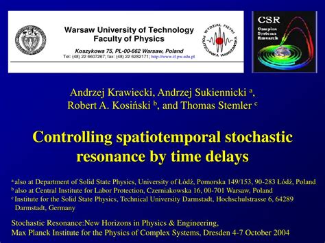 Ppt Stochastic Resonancenew Horizons In Physics And Engineering