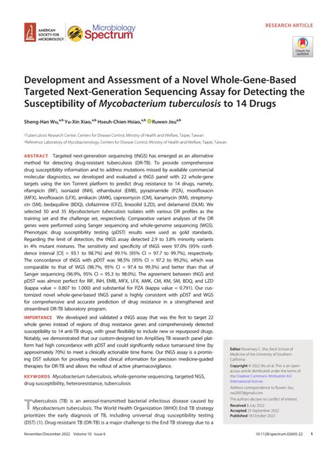 Pdf Development And Assessment Of A Novel Whole Gene Based Targeted