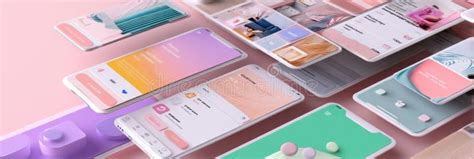 Pastel Ecommerce App Interface Screens Displayed In A Creative Floating