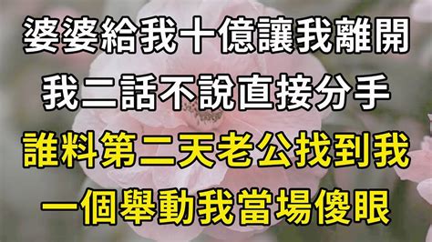 婆婆給我十億讓我離開，我二話不說直接分手，誰料第二天老公找到我，一個舉動我當場傻眼【翠花的秘密】 Youtube