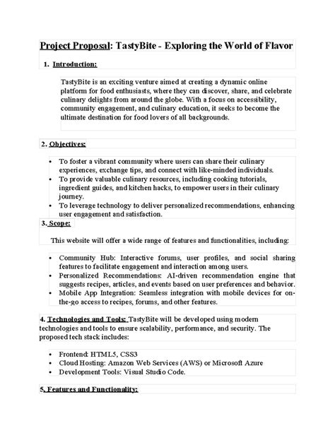 Project Proposal Introduction Tastybite Is An Exciting Venture Aimed At Creating A Dynamic