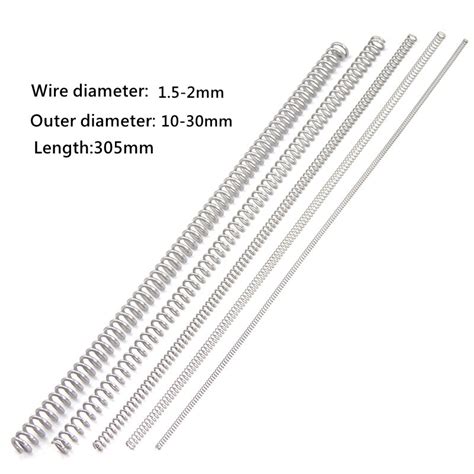 304 스테인레스 스틸 와이어 직경 15 20mm 외경 10 30mm 스프링 압축 압력 스프링 길이 305mm 1 개