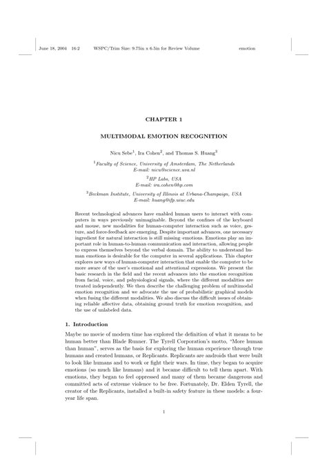 Pdf Multimodal Emotion Recognition