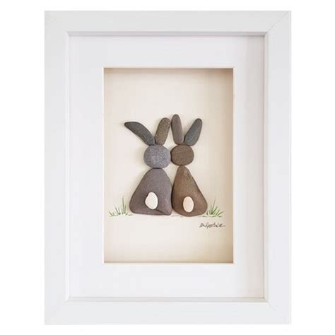 Pebble Art And Sea Glass Picture Framed Unique Handmade White Etsy