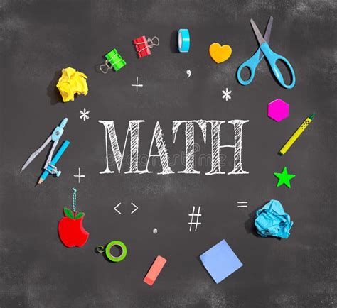 Math Theme With School Supplies On A Chalkboard Stock Image Image Of Number School 269075501