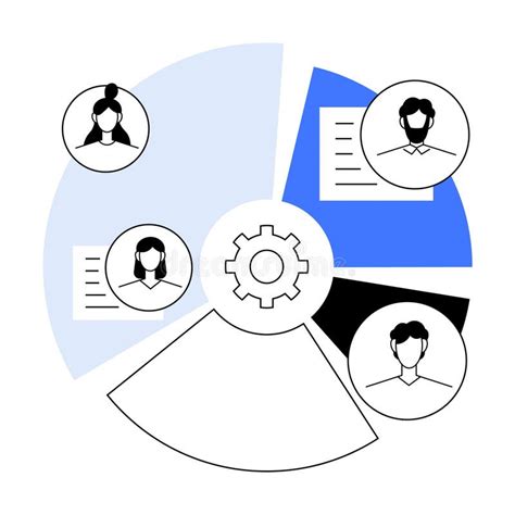 Team Collaboration Chart With Gear And Four Human Figures In Circular